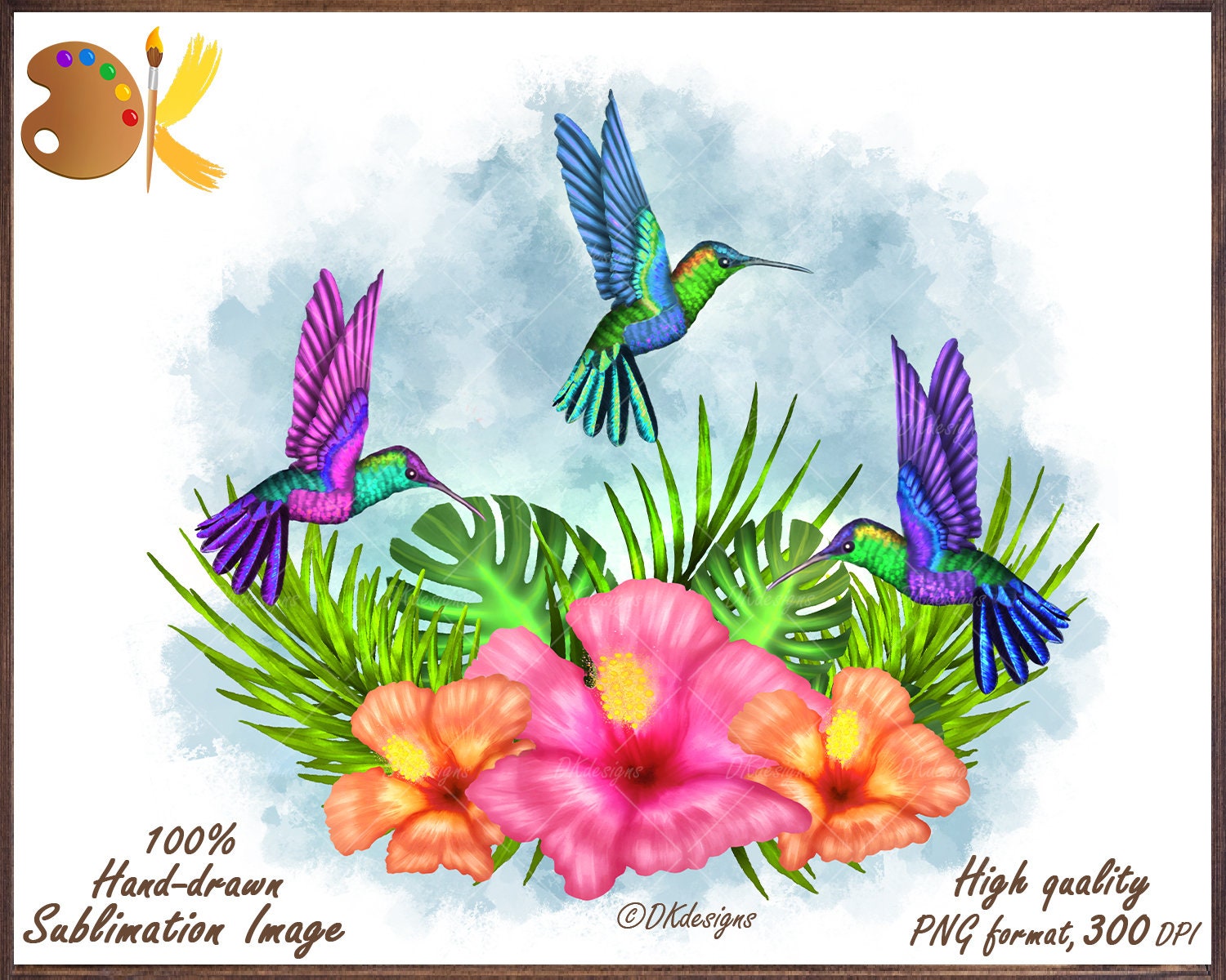 Hummingbird Sublimation, Tropical Sublimation, Watercolor Summer Png ...