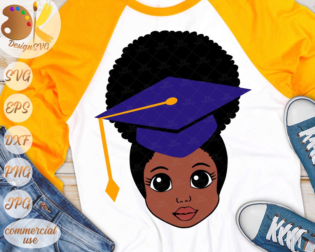 Afro Girl Graduation SVG | School Black Girl SVG | Graduation Hat SVG ...
