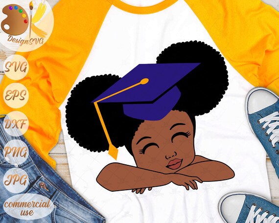 Black Girl Graduation SVG School Afro Girl SVG Black and - Etsy