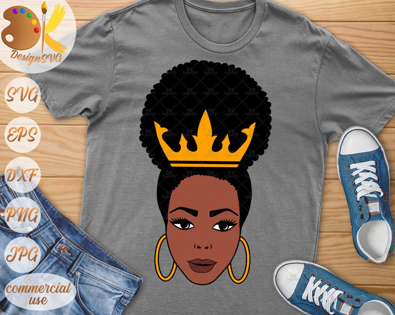 Afro Woman With Crown SVG | Black Queen SVG | Strong Afro Woman SVG ...