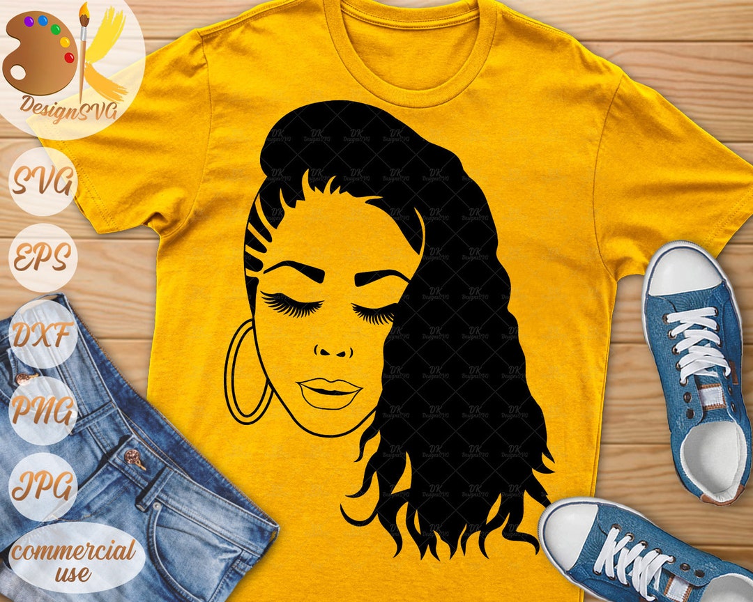 Afro Woman SVG | Black Woman With Earrings SVG | Straight Hair SVG ...