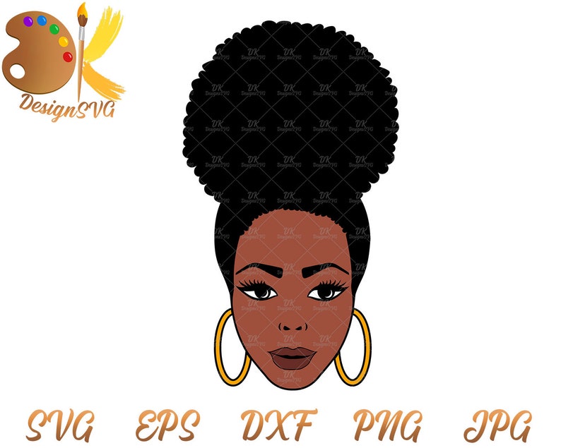 Black Woman with Earrings SVG Afro Woman SVG Afro Lady | Etsy