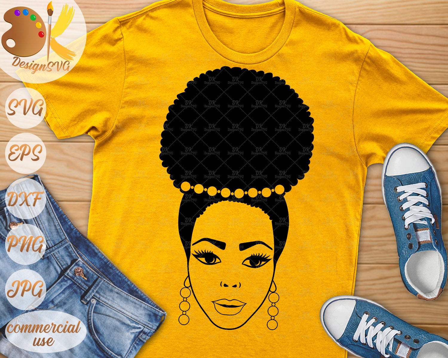 Afro Woman SVG | Black Woman With Pearls SVG | Black Fashion SVG | Afro ...