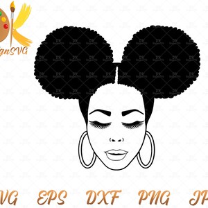Afro Woman SVG | Black Woman With Earrings SVG | Afro Puffs SVG | Black ...