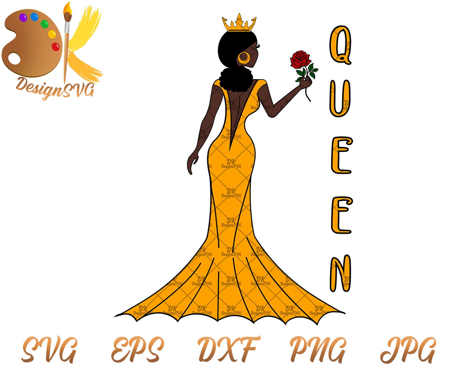 Black Queen SVG Afro Woman With Crown SVG Rose SVG Black - Etsy