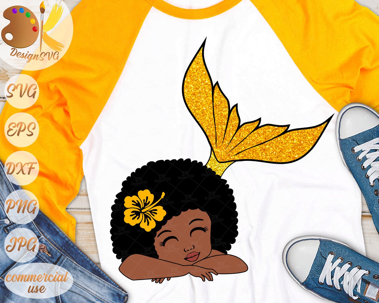 Black Mermaid SVG Mermaid Girl SVG Afro Girl With Flower - Etsy