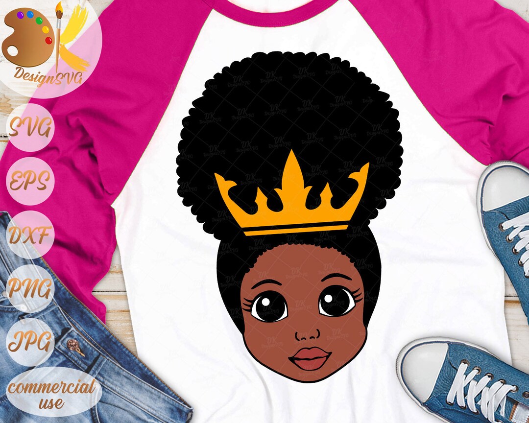 Afro Girl SVG | Black Girl With Crown SVG | Cute Black Kid Svg | Afro ...