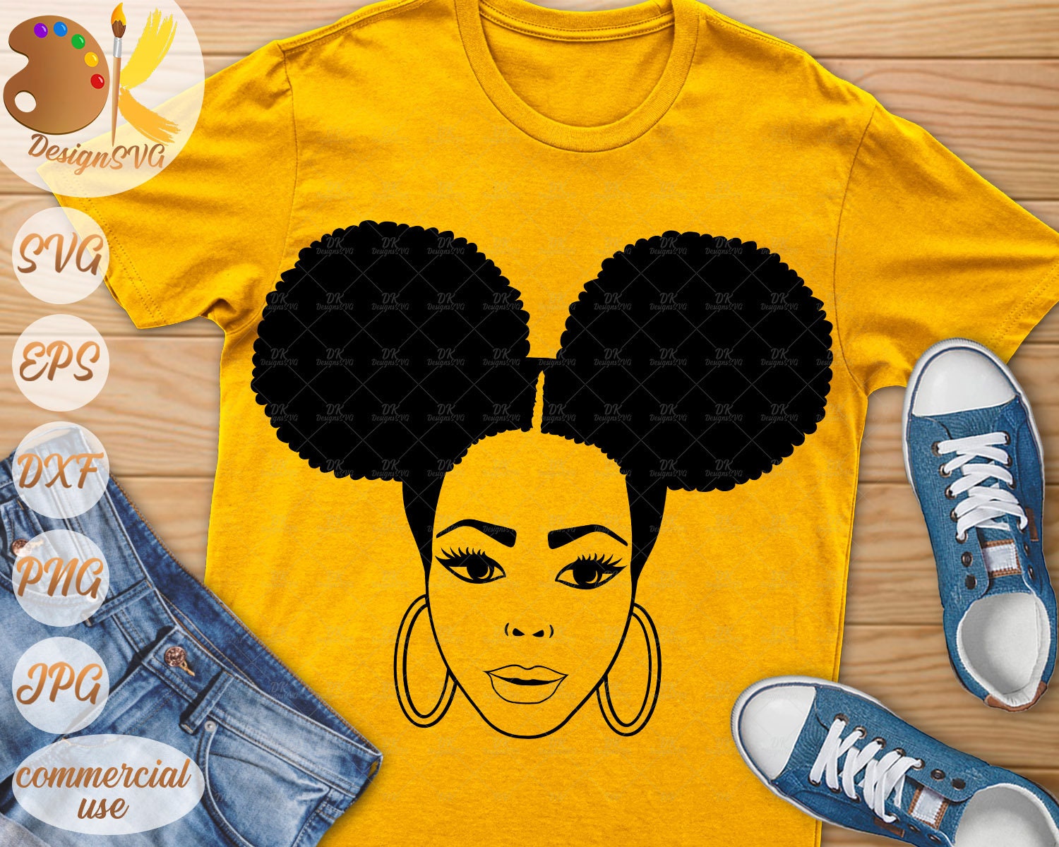 Afro Woman With Earrings SVG Black Woman SVG Afro Puffs - Etsy