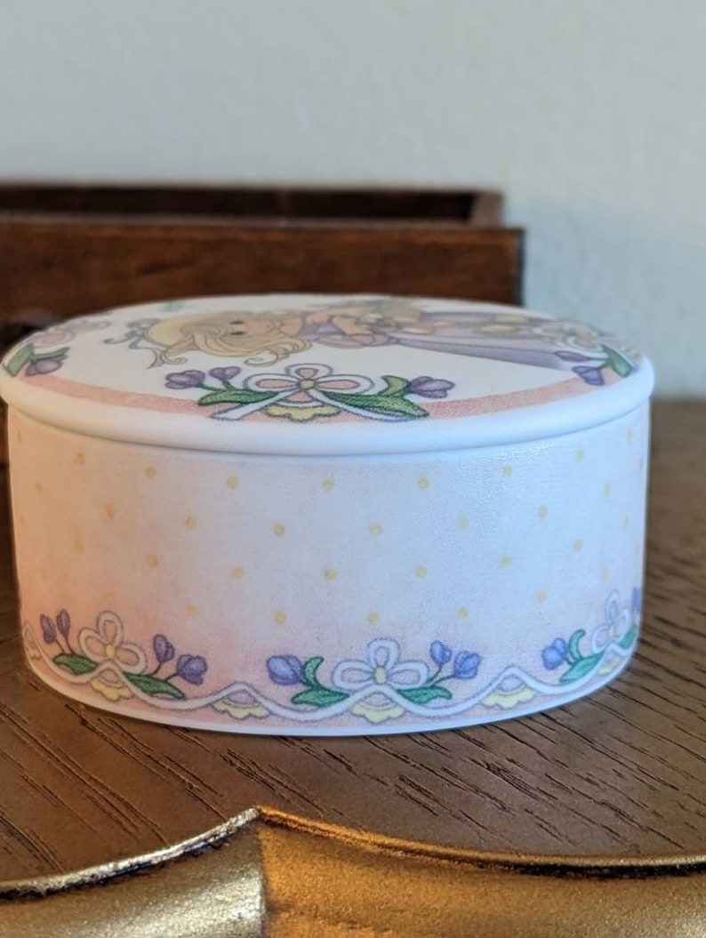 Precious Moments Porcelain Covered Box. April Birthday Gift. Baby ...