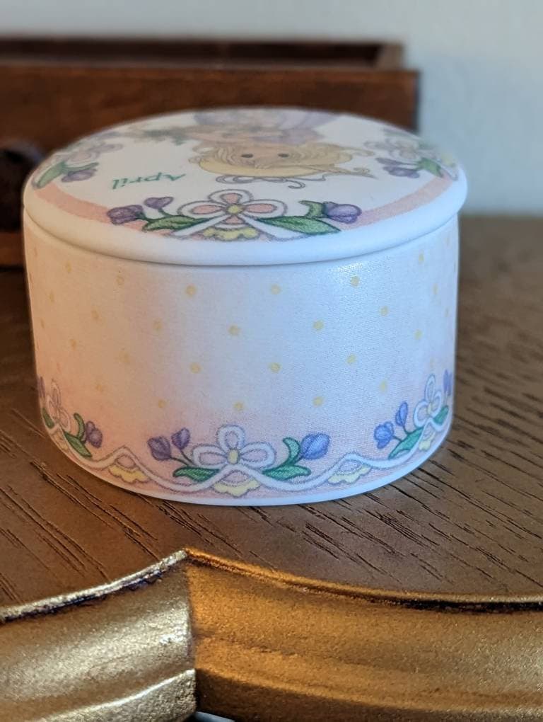 Precious Moments Porcelain Covered Box. April Birthday Gift. Baby ...