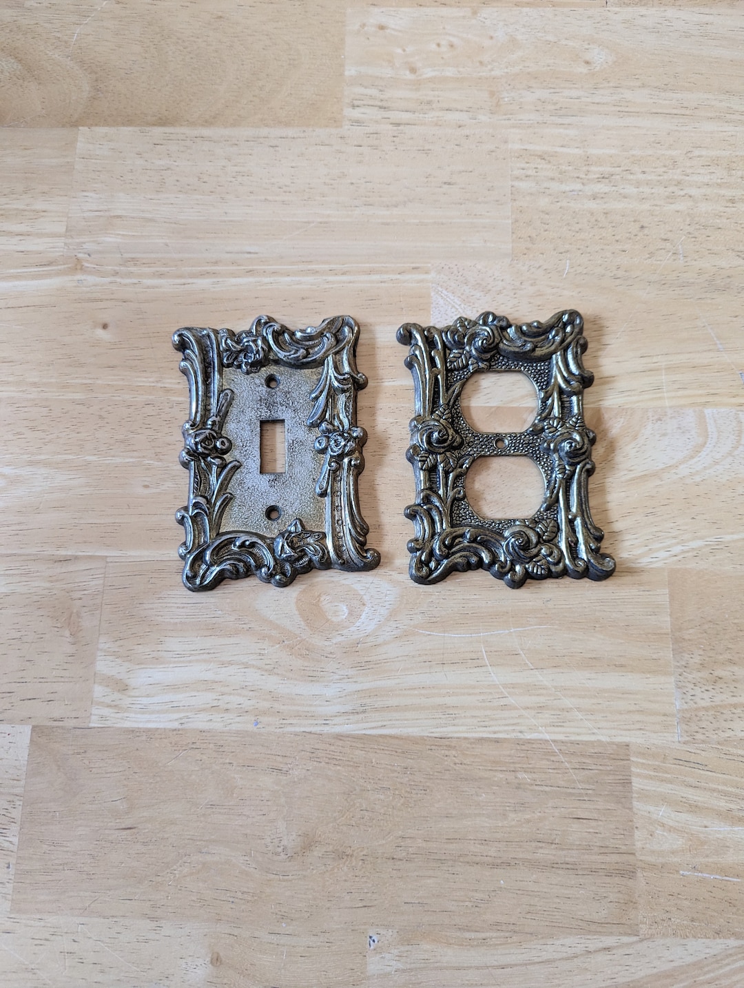 Vintage Style Light Switch and Wall Plug. Brass. Metal. Vintage Shop ...