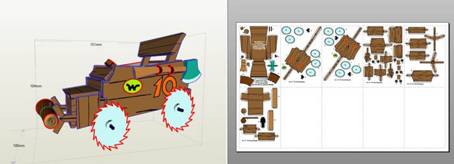 Wacky Races Buzz Wagon papercraft PDF DIY hanna barbera Dick Dastardly ...