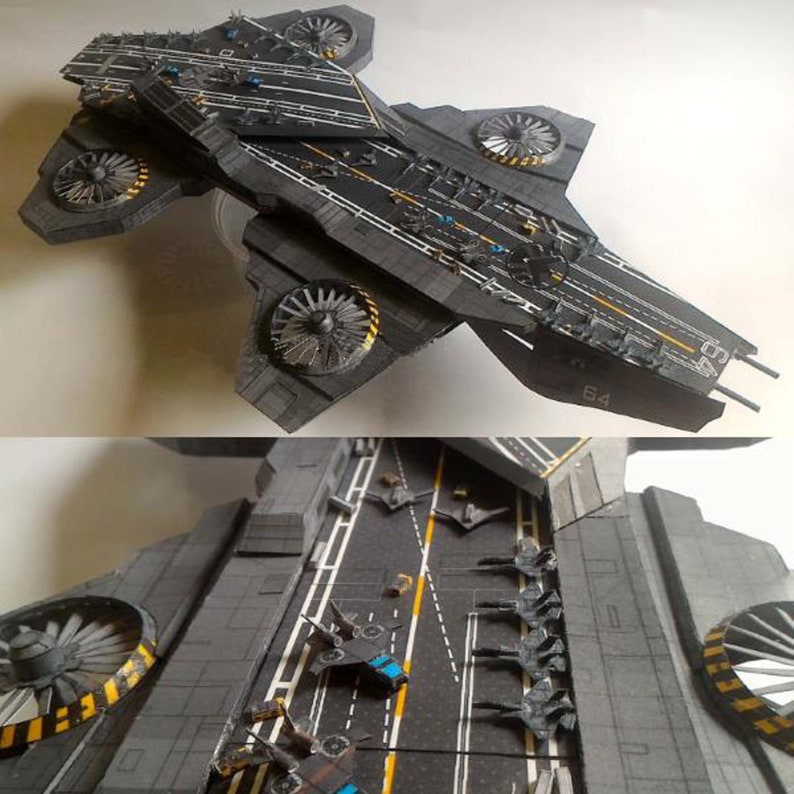 SHIELD Helicarrier Paper Model: Avengers DIY Papercraft (1 Meter, PDF ...