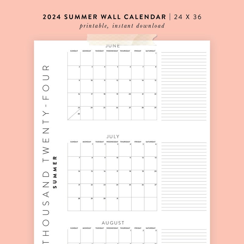 Summer 2024 Calendar - Etsy