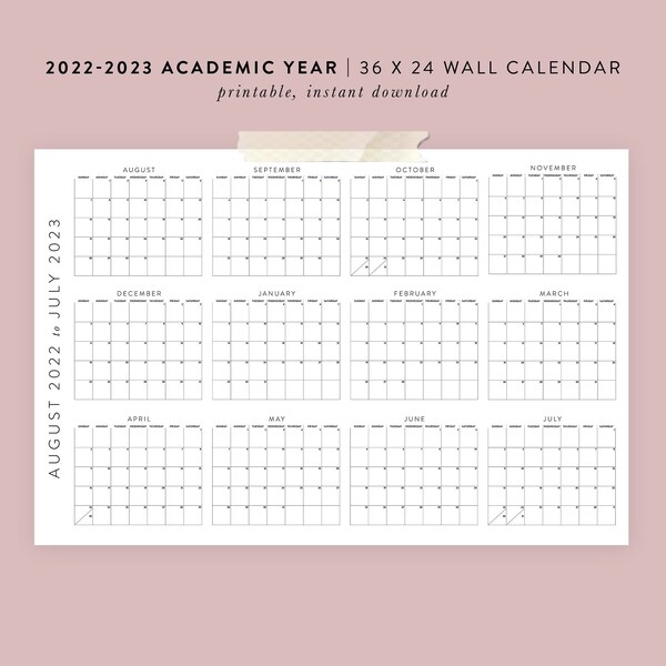 2022 2023 Printable Academic Calendar - Etsy