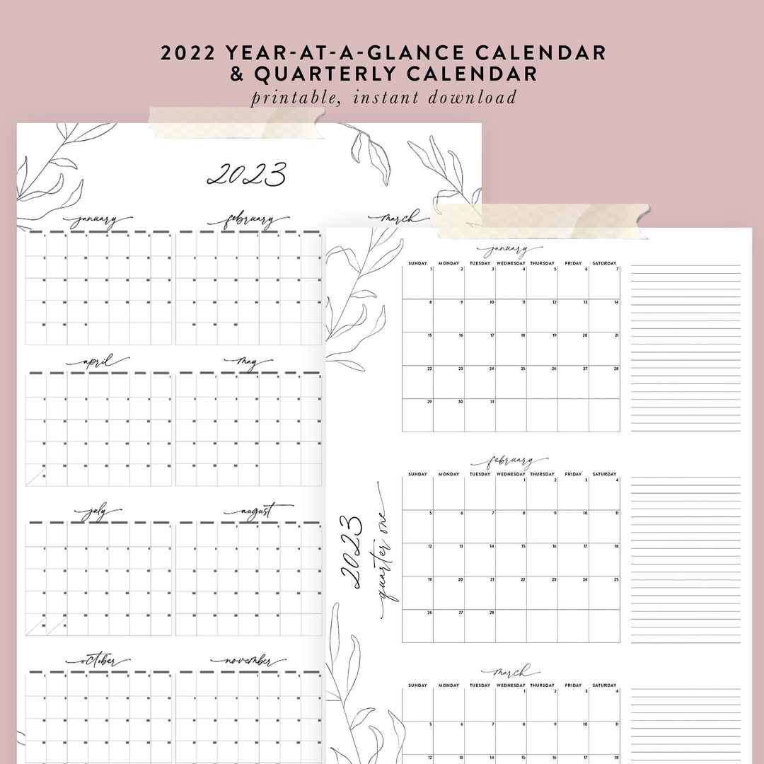Printable 2023 Calendar Bundle Yearly Quarterly Calendars 5 24x36 ...