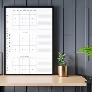 Printable 2025 Quarterly Wall Calendars | 4 - 24x36, 18x24, 8.5x11 ...