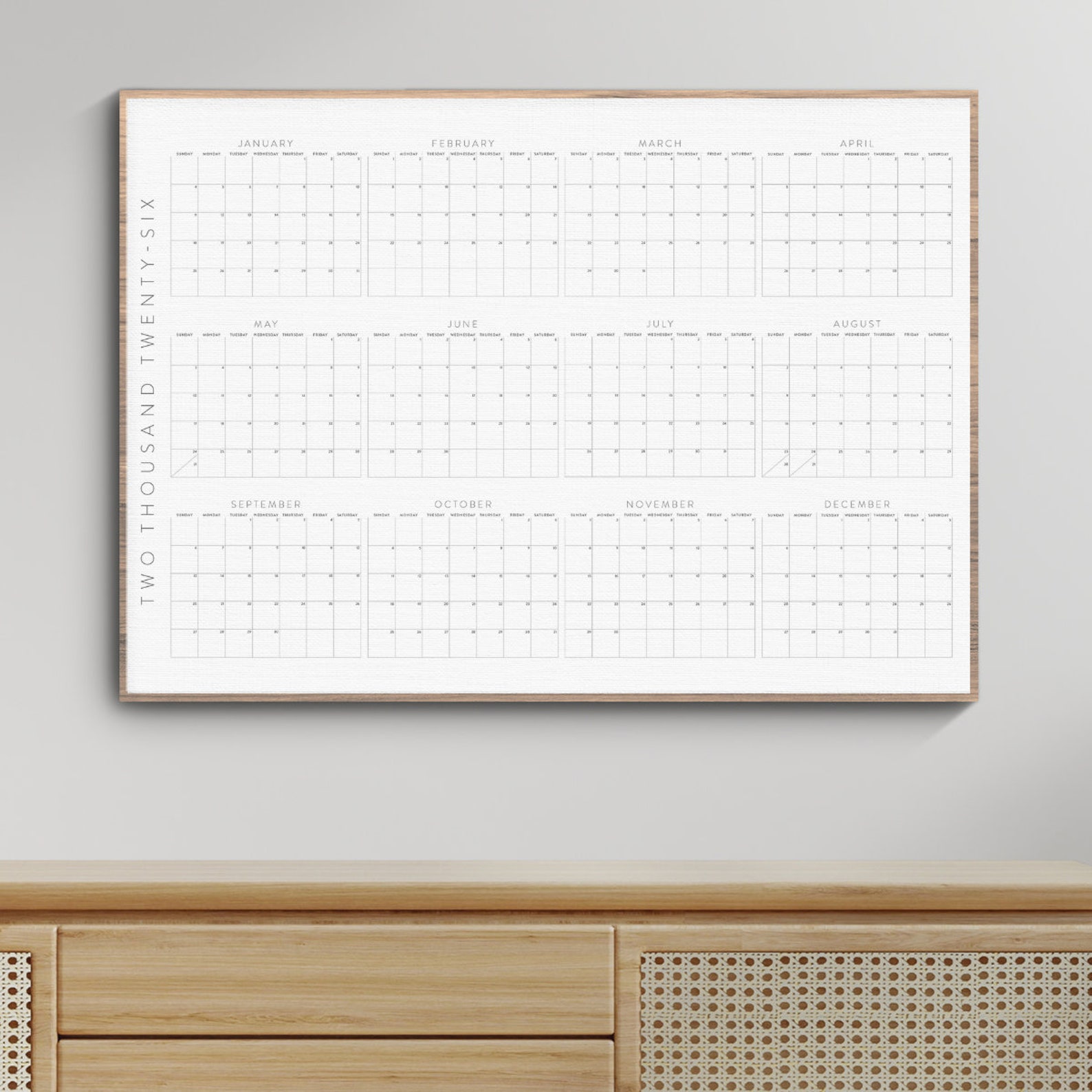 Printable 2026 Wall Calendar | 3 Sizes - 36x24, 24x18, 11x8.5 Posters ...