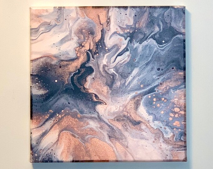 10x10 Copper/navy/coral Dutch Abstract Acrylic Pour Painting - Etsy