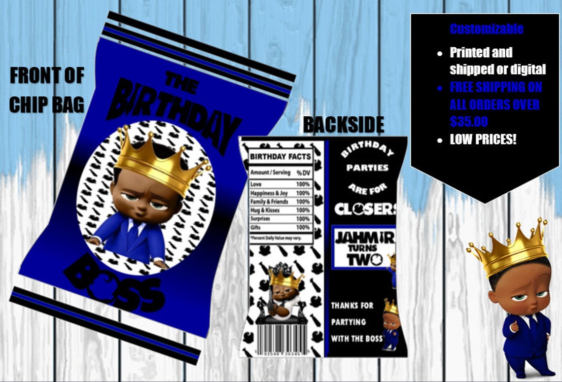 Boss Baby Chip Bags | Boss Baby Party Favor | Custom Chip Bag | Treat ...