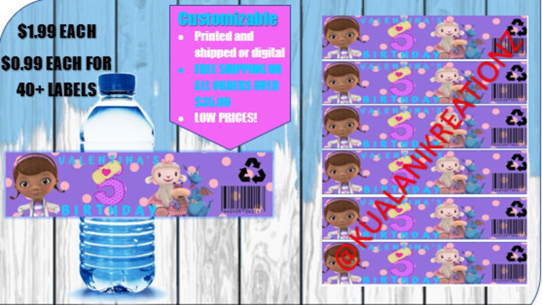 Doc Mcstuffins Water Bottle Labels - Etsy