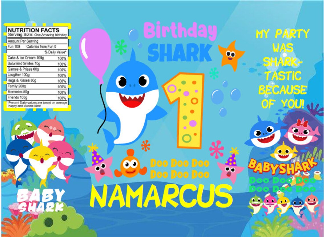 Baby Shark Chip Bags | Baby Shark Party Favor | Custom Chip Bag | Treat ...