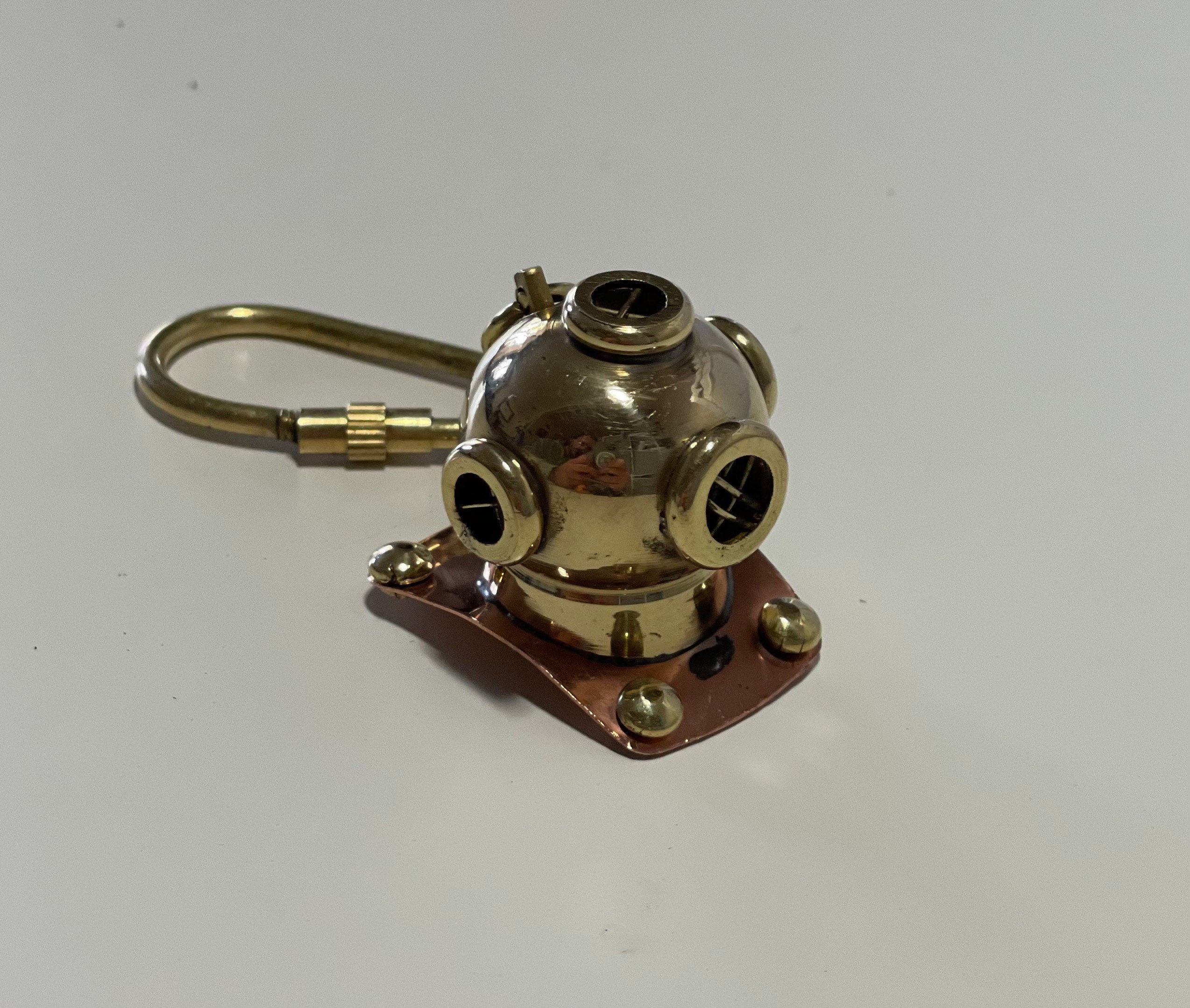 Nautical Solid Brass Maritime Collectible Sea Diving Helmet Key Chain ...