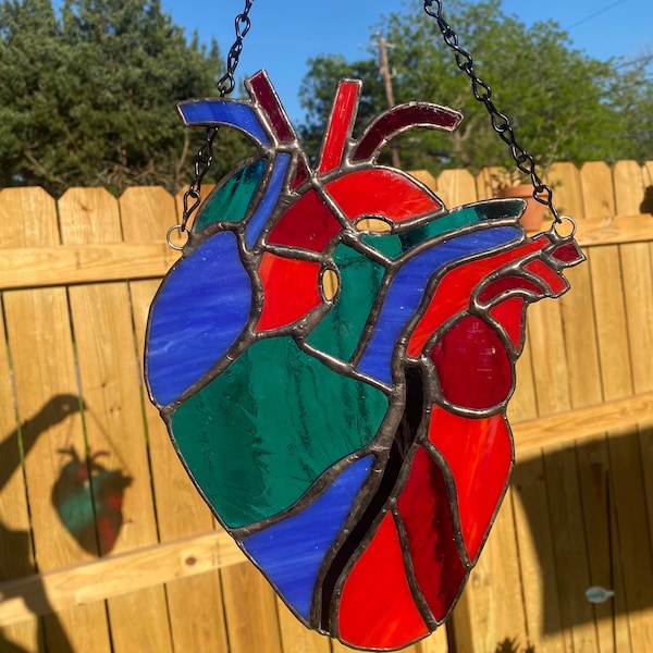 Stained Glass Art Anatomical Heart - Etsy