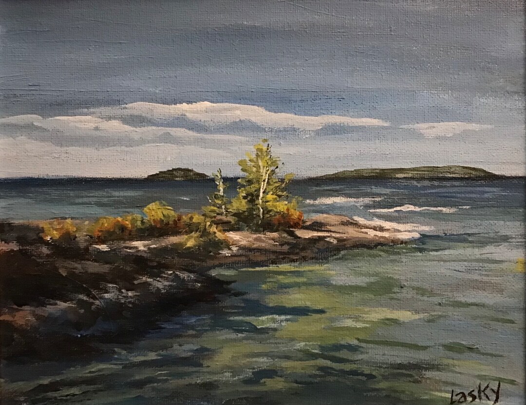 Fathom Five Park Lookout. 8x10” Acrylic on Canvas by Liz Lasky. - Etsy