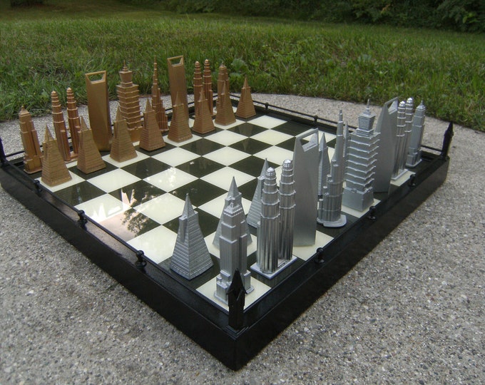 Skyscrapers of the World Chess Set and Big 22x22 Railed Board - Etsy