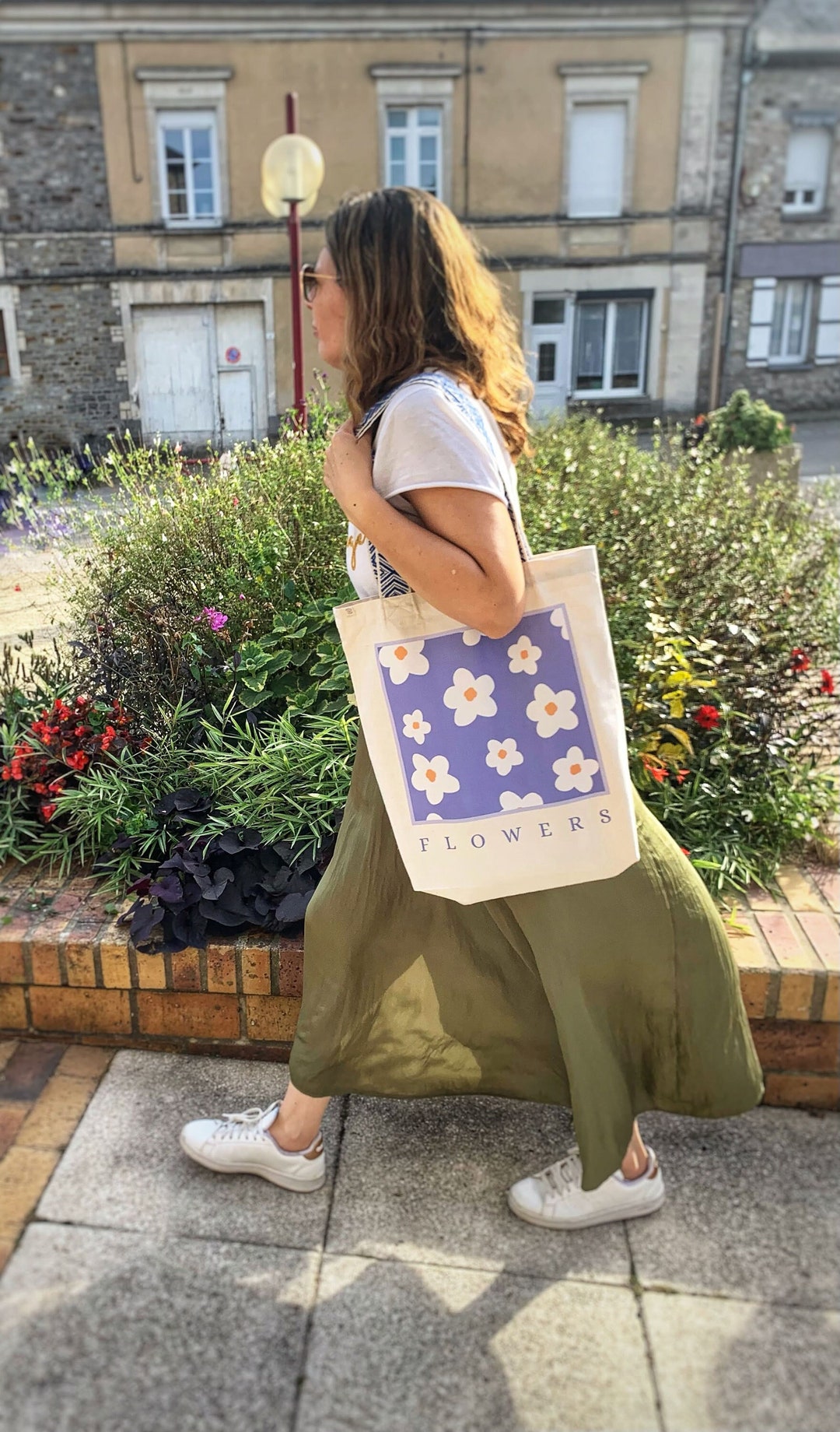 Blue Flowers Toga Bag With Ethnic Handles - Etsy