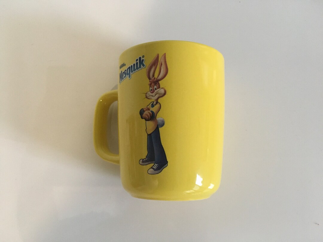 Nesquik Nestle Chocolate Mug Yellow 10 Cm With Drawing Rabbit in Blue ...