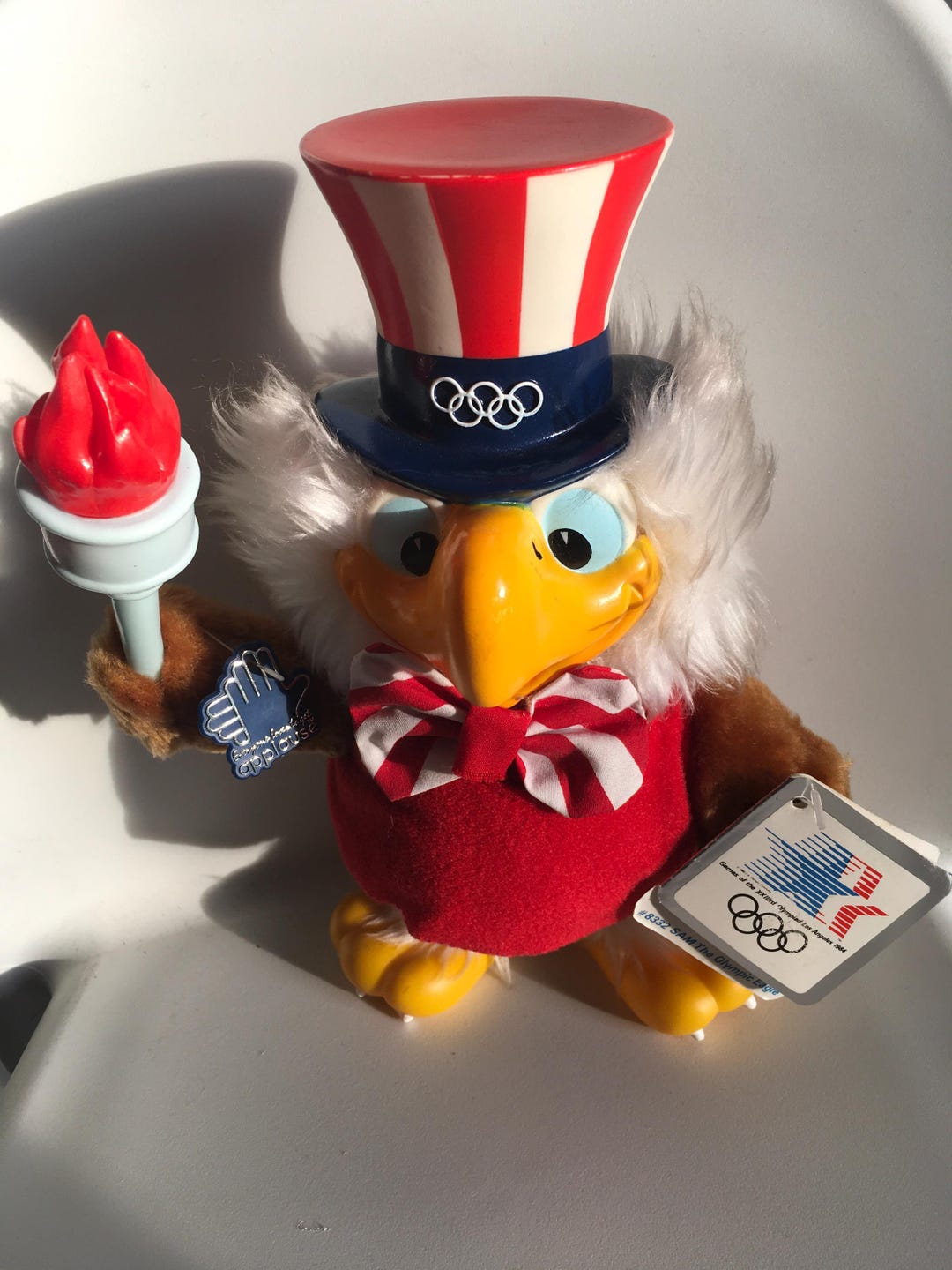 Vintage 1984 Plush Uncle Sam Eagle Torch Olympique Mascott Los Angeles ...