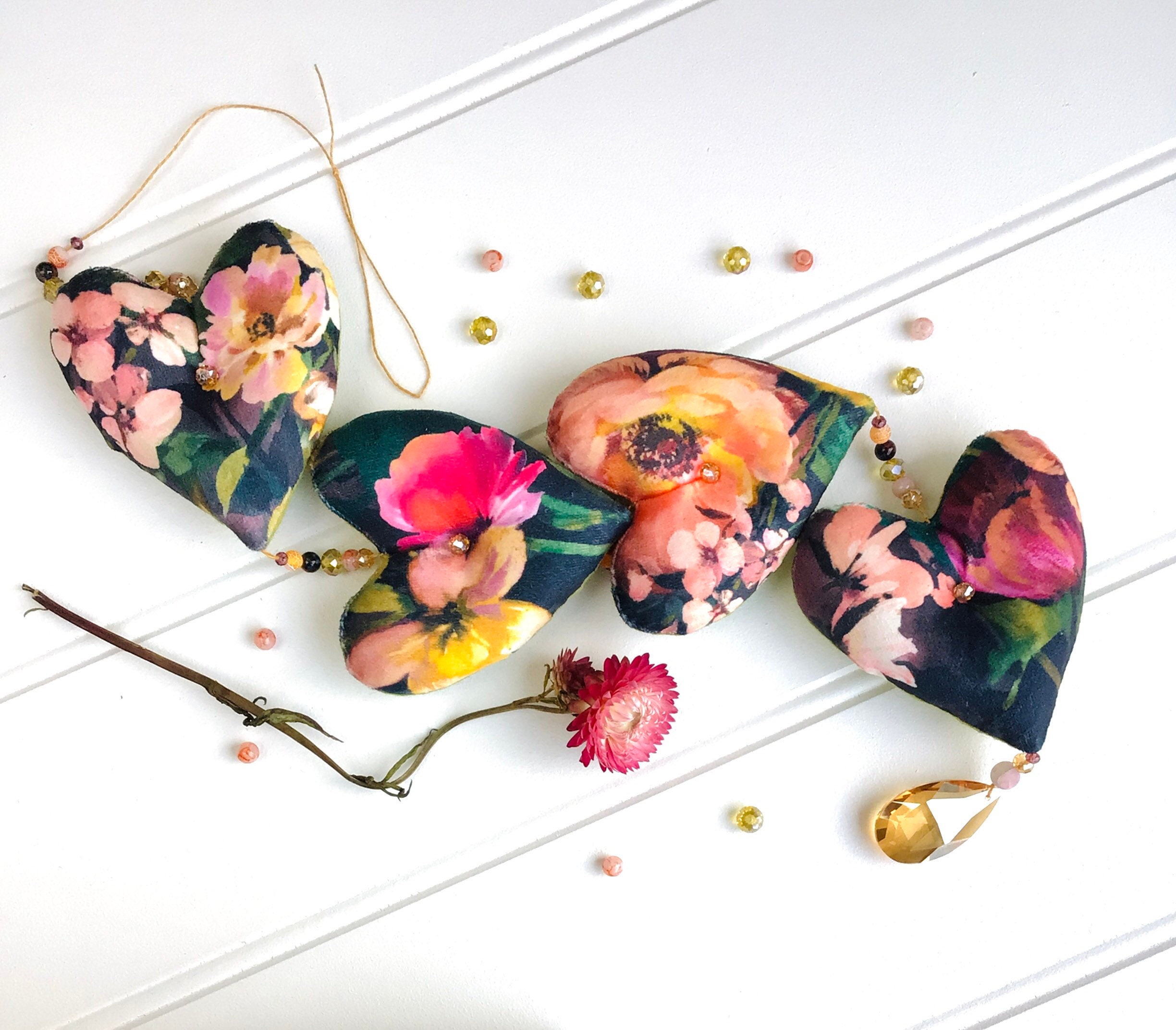 Velvet Heart Decoration Floral Hanging Garland Floral - Etsy