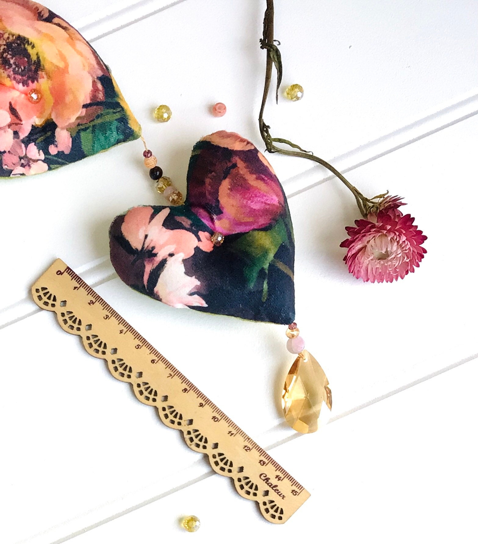 Velvet Heart Decoration Floral Hanging Garland Floral - Etsy