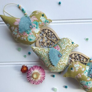 Fabric Birds Garland, Handmade Birds, Tilda Floral Fabric, Hanging ...