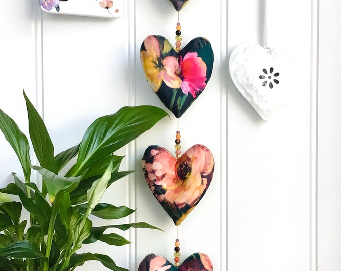 Velvet Heart Decoration, Floral Hanging Garland, Floral Decoration ...
