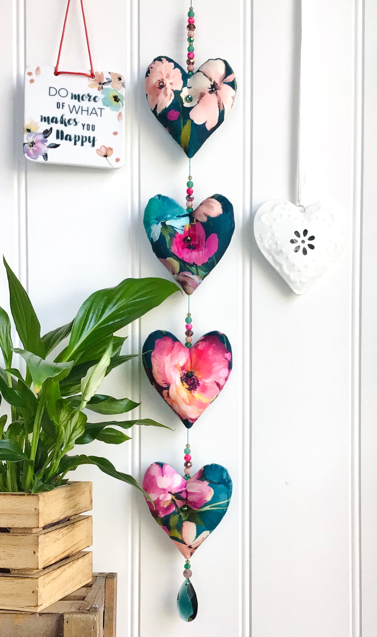 Velvet Heart Decoration Floral Hanging Garland Floral - Etsy