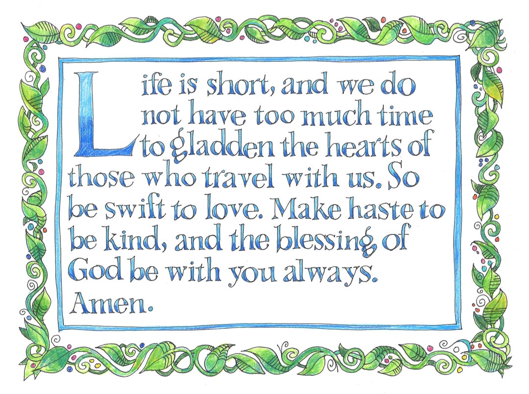 Print of a Prayer: Life is Short... - Etsy