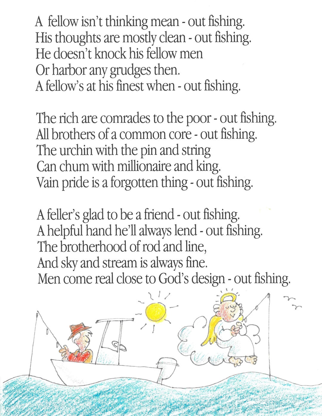 A Poem About the Virtues of Fishing - Etsy Canada