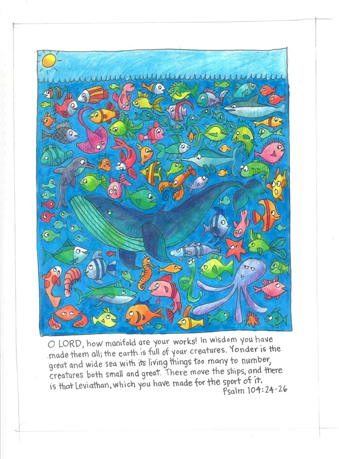 Poster of God's Creation of the Fish of the Sea, Including Leviathan ...