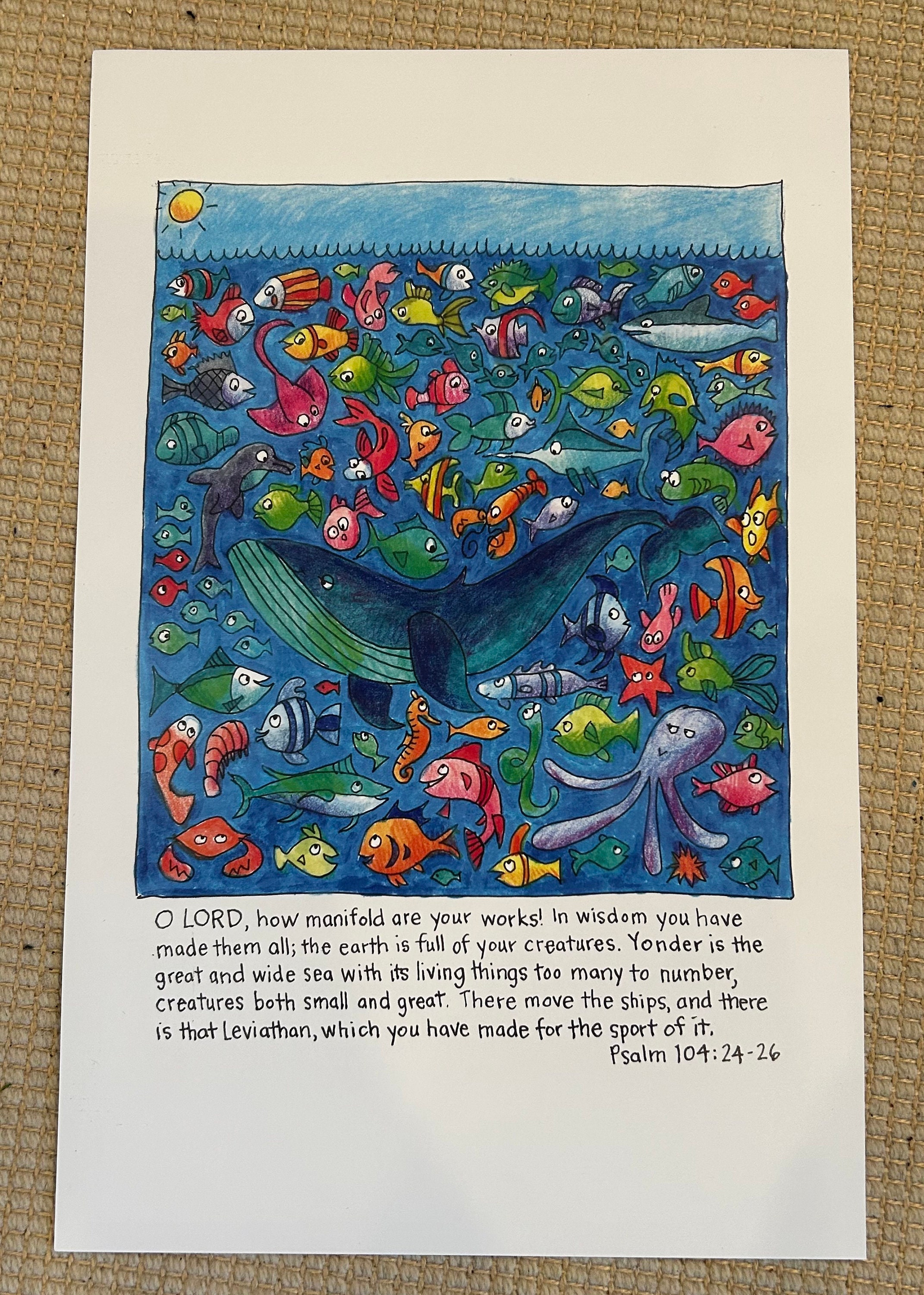 Poster of God's Creation of the Fish of the Sea, Including Leviathan ...