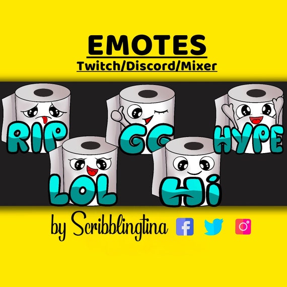 Twitch Emotes Toilet Paper Emotes Emote Hi Hype Rip Gg - Etsy Canada