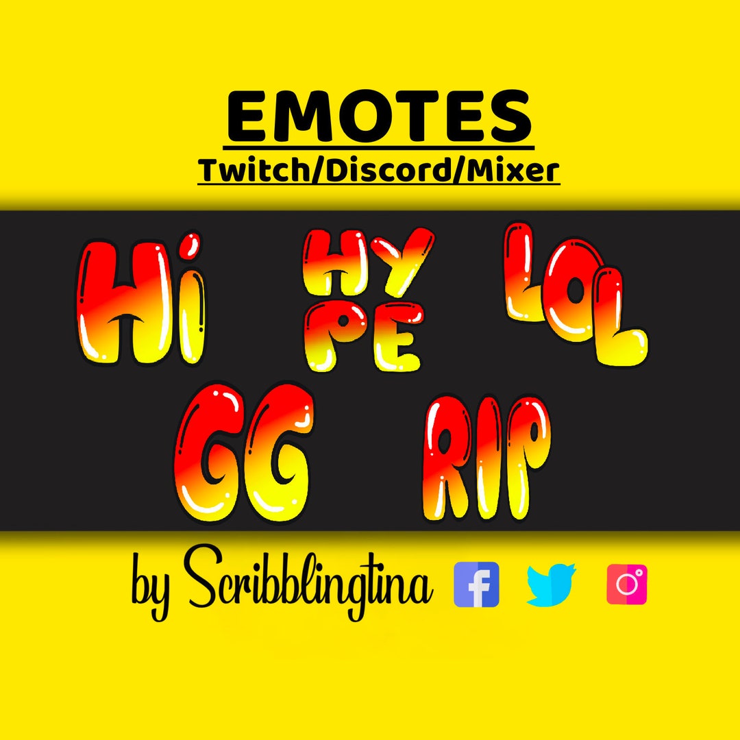 Text Emotes Twitch Emotes Red and Yellow Emotes Hi Lol - Etsy UK