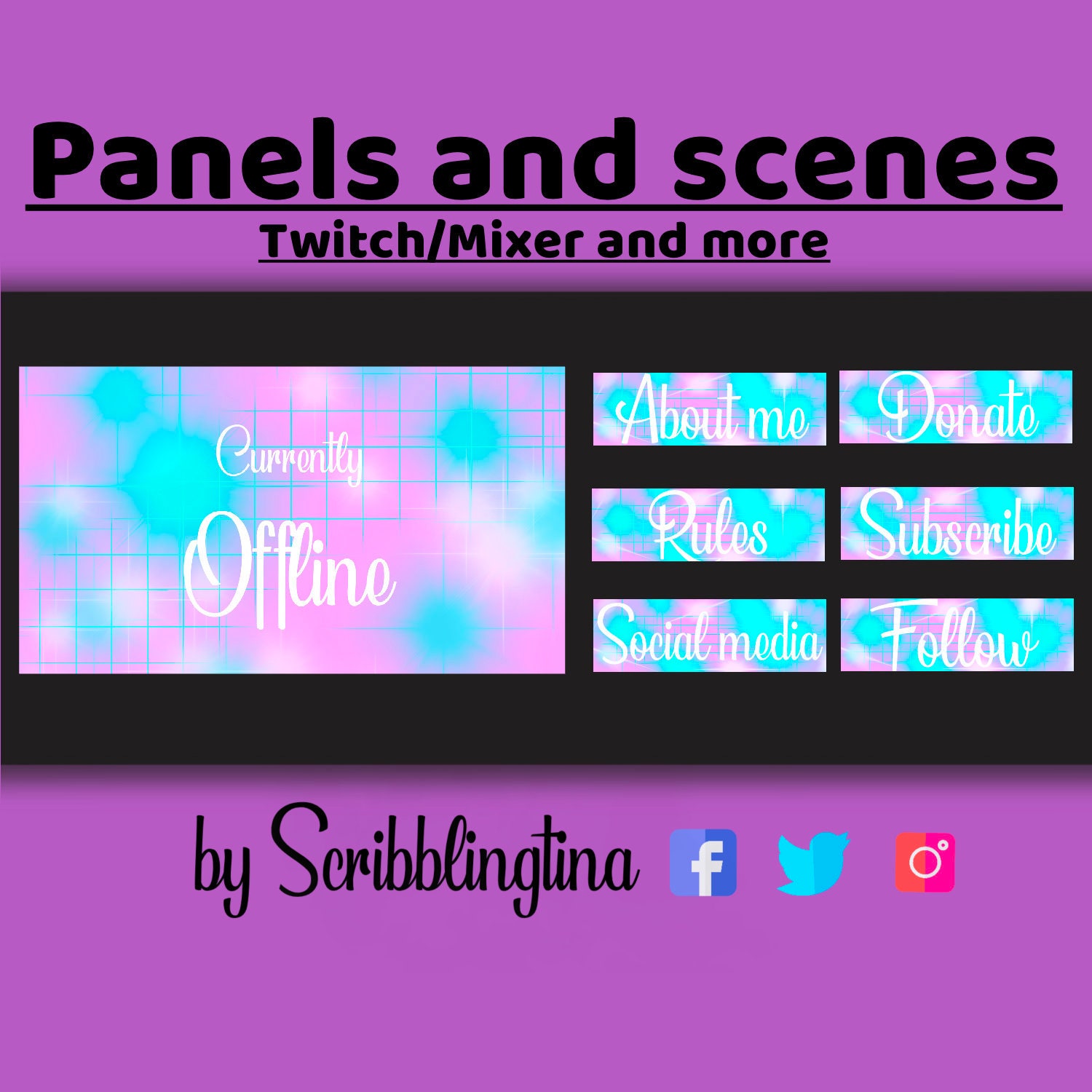 currently offline screen chibi panels brb screen 3 screens and 6 panels ...