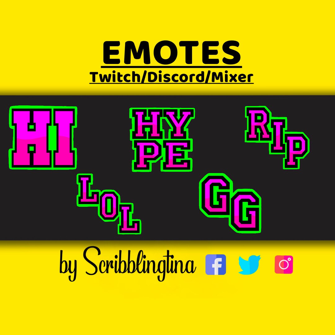 Twitch Emotes Neon Emotes Text Emotes Pink Emote Green - Etsy