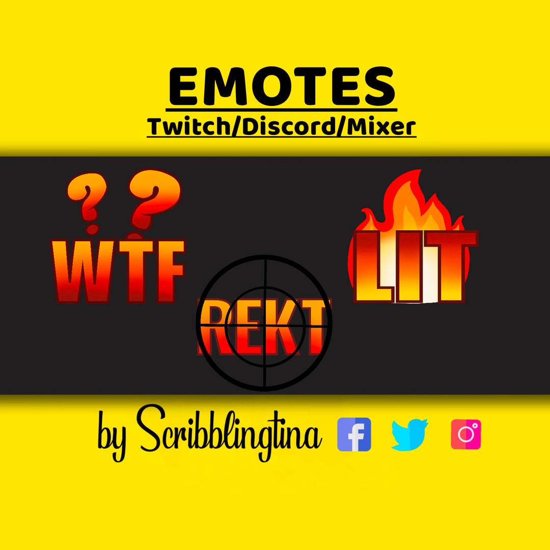 Twitch Emotes Rekt Emote Lit Emote Wtf Emote Text Emote - Etsy Canada