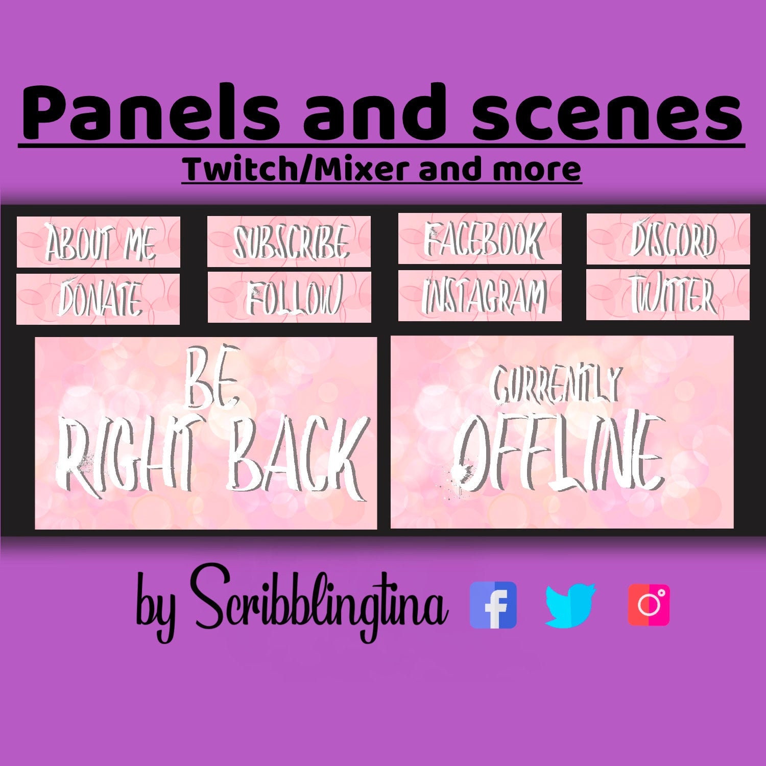 Twitch Panels Twitch Offline Scenes Brb Scene Offline | Etsy