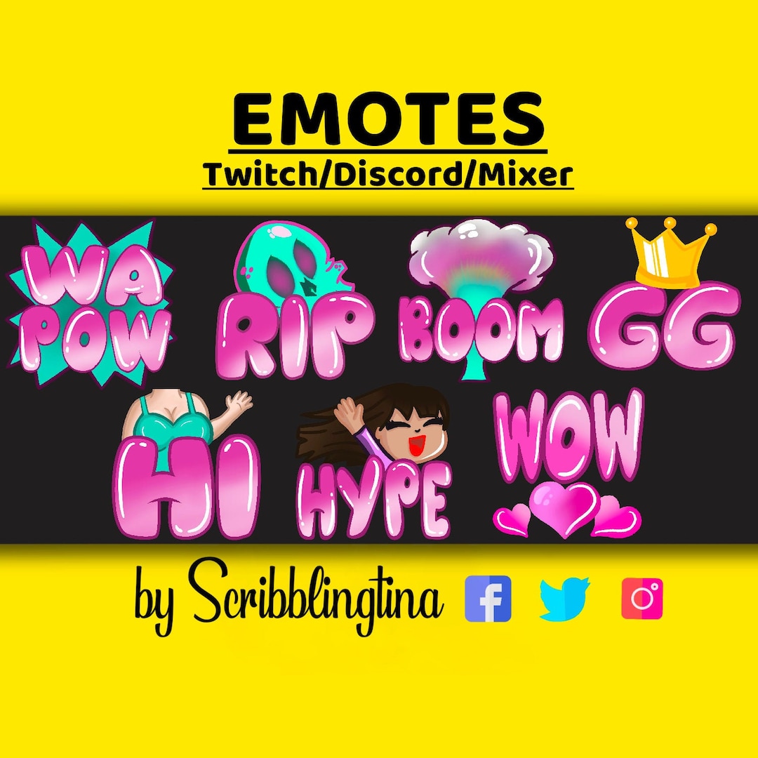 7 Twitch Emotes Twitch Emotes Pink Emote Cute Emotes - Etsy