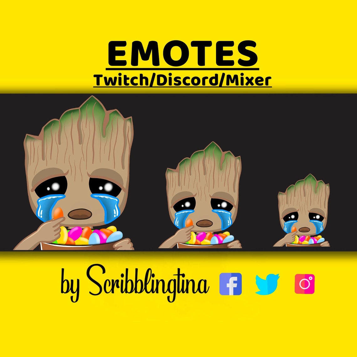 Emote Twitch Emote Crying Emote Sad Emote Baby Groot - Etsy UK